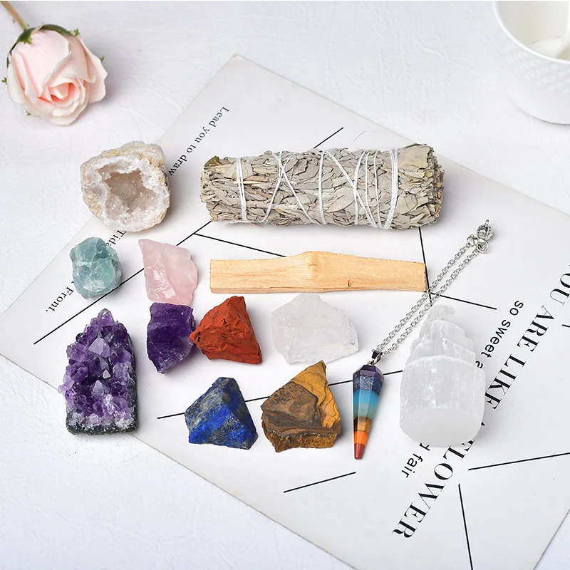 1Set Natural Crystals Gift Box Rock Mineral Reiki Irregularity Raw ...